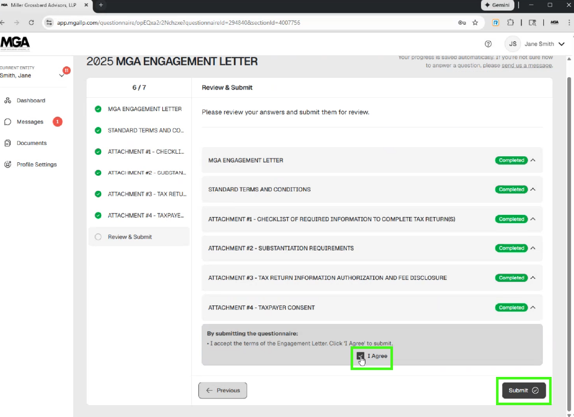 How to Complete Your MGA Engagement Letter Through Your Client Portal
